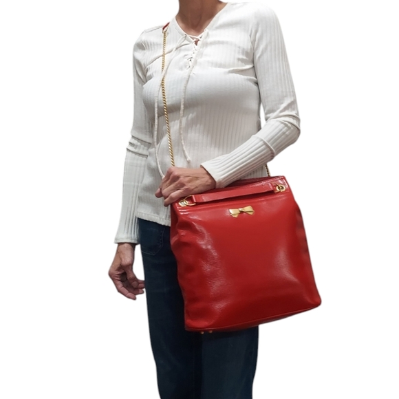 Nina Ricci | Bags | Nina Ricci Red Leather Vintage Shoulder Bag ...